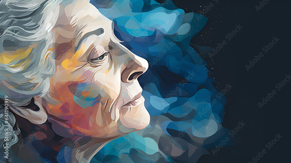 Natural ageing. Age discrimination. Beautiful Senior woman potrait ...