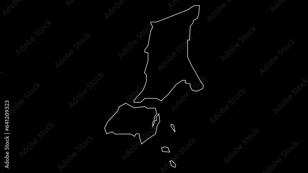 Parrot Cay district map of Turks and Caicos Islands outline animation ...