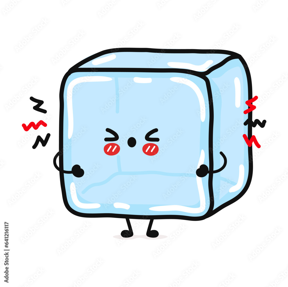 Angry Ice Cube character. Vector hand drawn cartoon kawaii character ...
