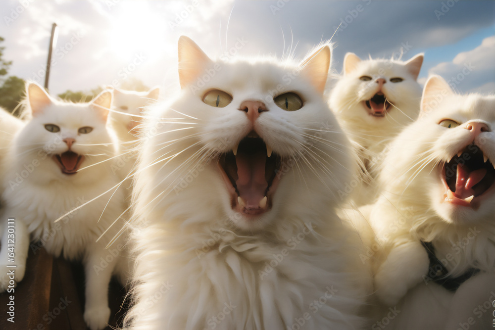 wefie cats with smile and happy face, cute fluffy, hyper realistic ...