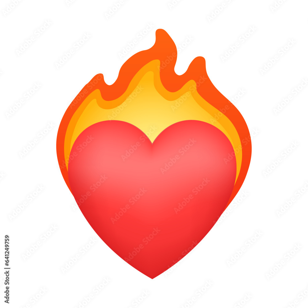 Heart on fire emoji isolated on white background. Emoticons symbol ...