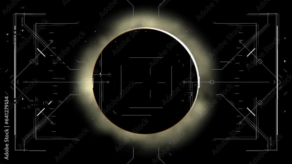 Spaceship Hud scans solar eclipse. Motion graphic for cyber and sci-fi ...