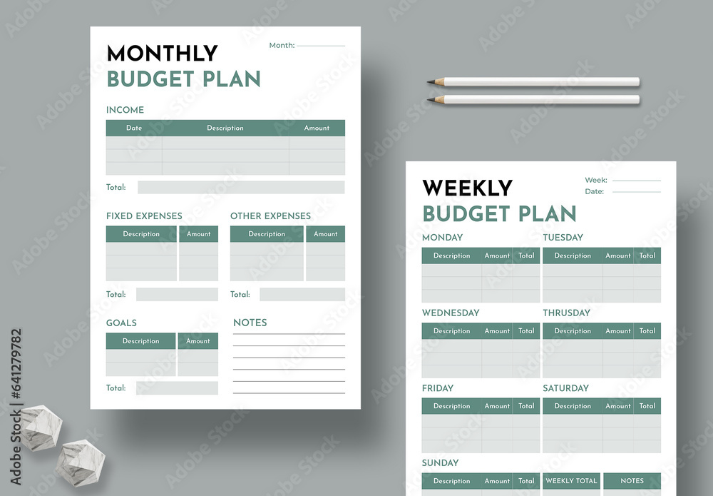 Monthly Budget Planner Design Stock Template | Adobe Stock