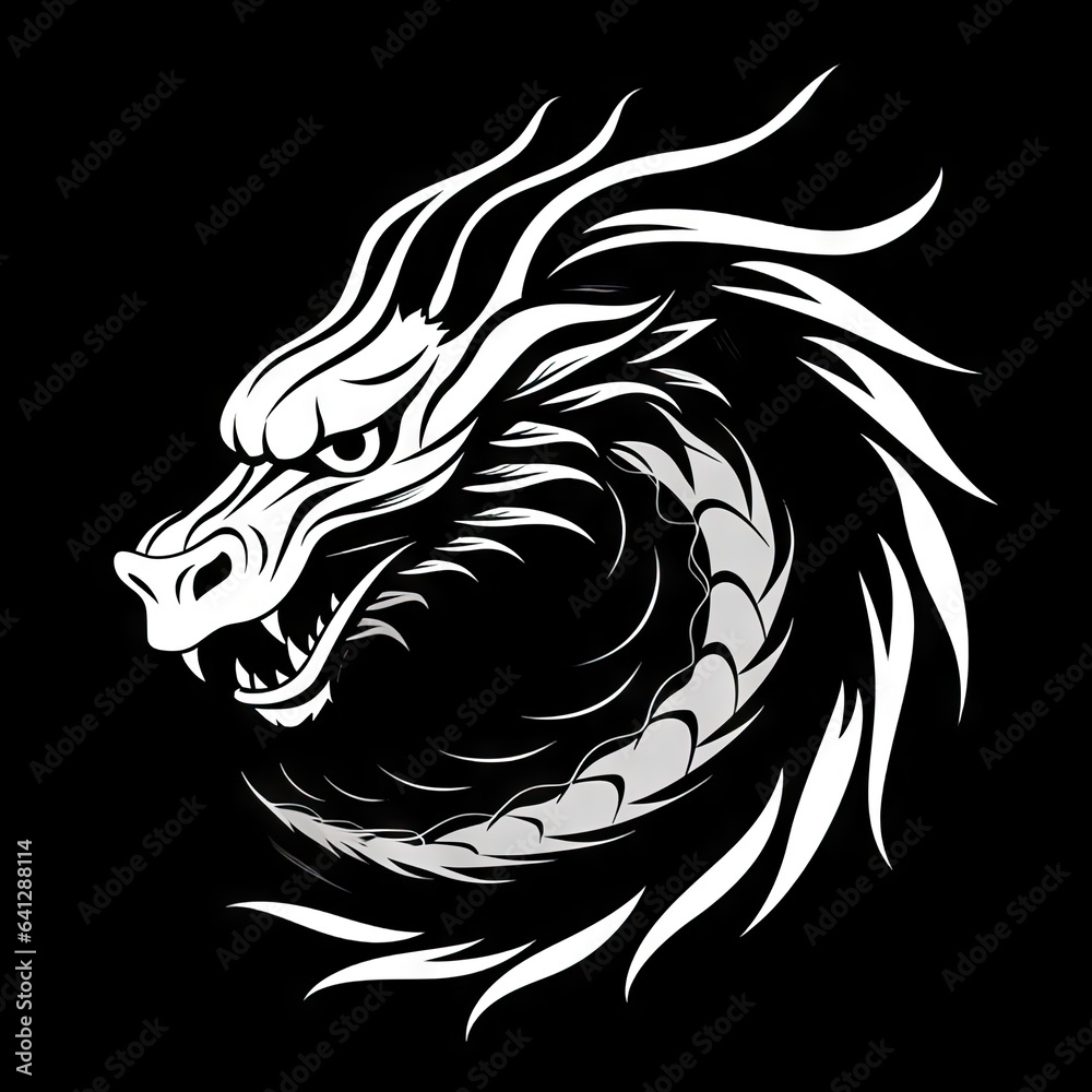 Dragon Icon, Chinese Draco Tattoo, Minimal Fantasy Dragon Isolated, New ...