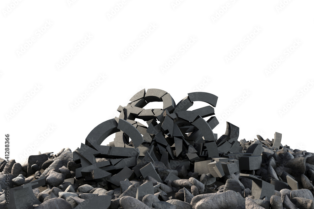 Digital png illustration of broken euro symbols on transparent ...