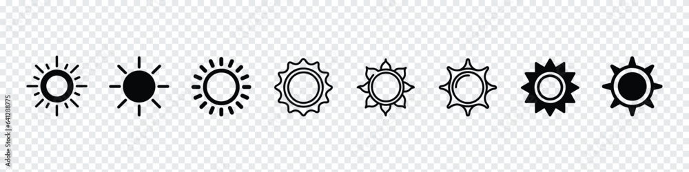 Sun Icon, Brightness Icon, Intensity Setting Vector Art Illustration ...
