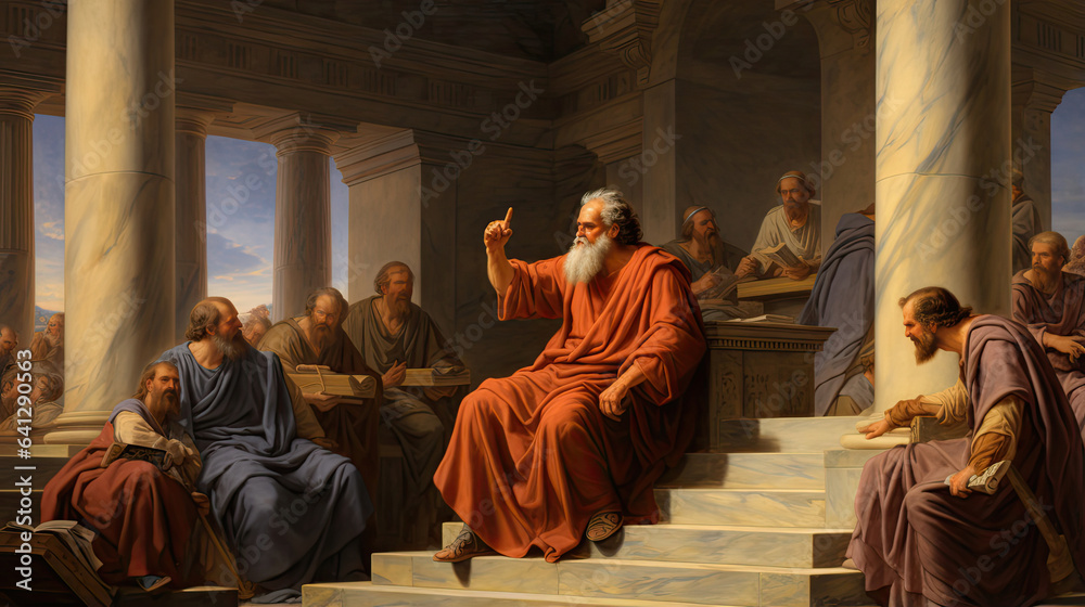 Ancient Greek philosophers engaged in discourse Stock Illustration ...
