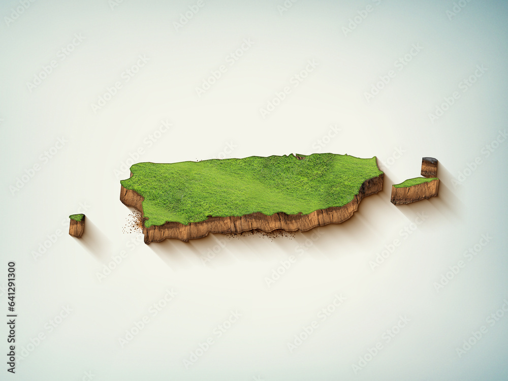 High-quality Puerto Rico 3D soil map, Puerto Rico 3D soil map render ...