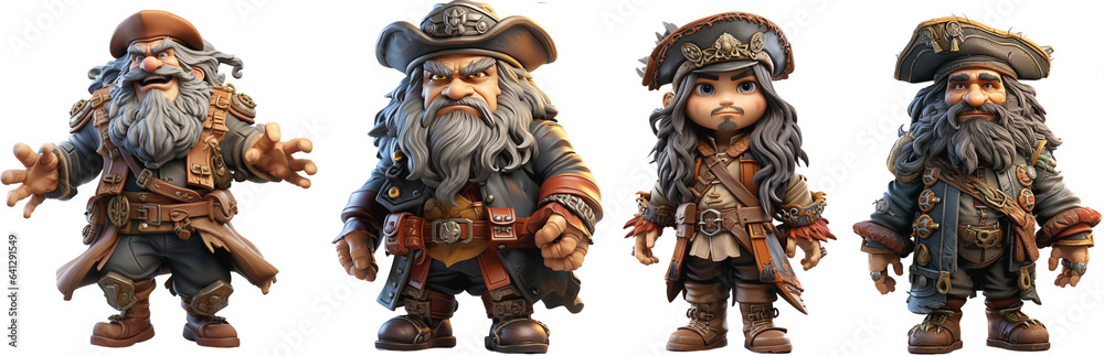 cartoon figures of heavily armed pirates with beards and pirate hat ...