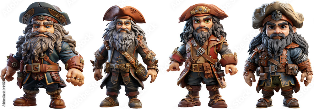 cartoon figures of heavily armed pirates with beards and pirate hat ...