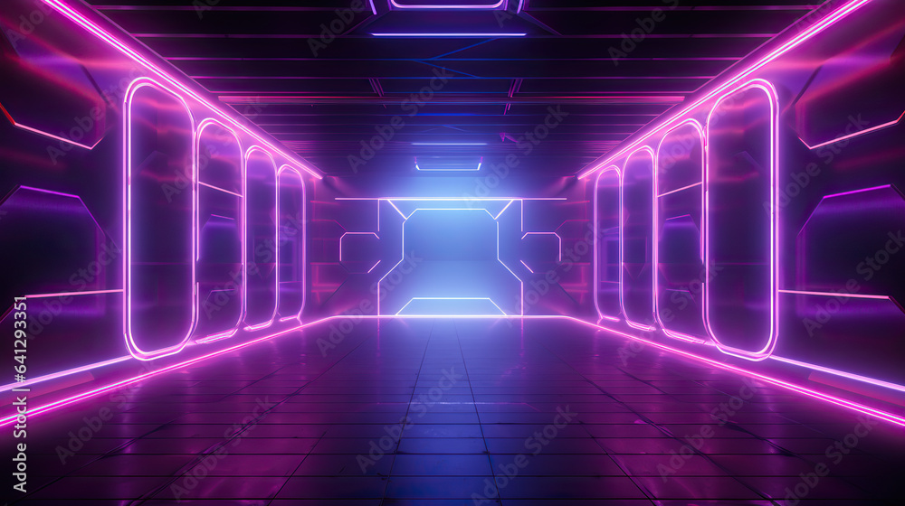 game corridor wall indoor room background empty neon interior arena ...