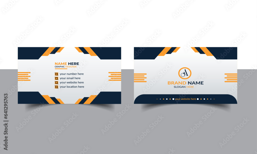 Design of a modern and basic business card in yellow and dark black ...