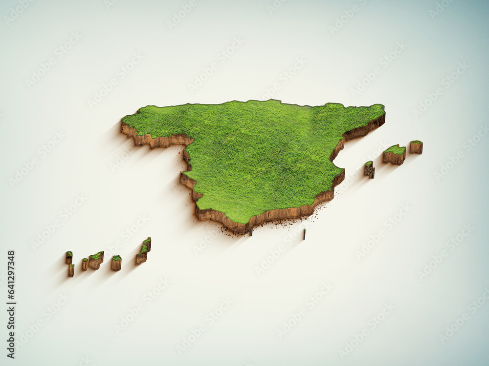 High-quality Spain 3D soil map, Spain 3D soil map render. Stock Photo ...