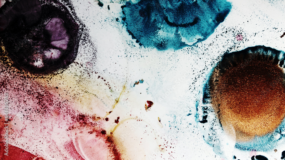 Ink, paint, abstract. Closeup of the painting. Acid paint color ...