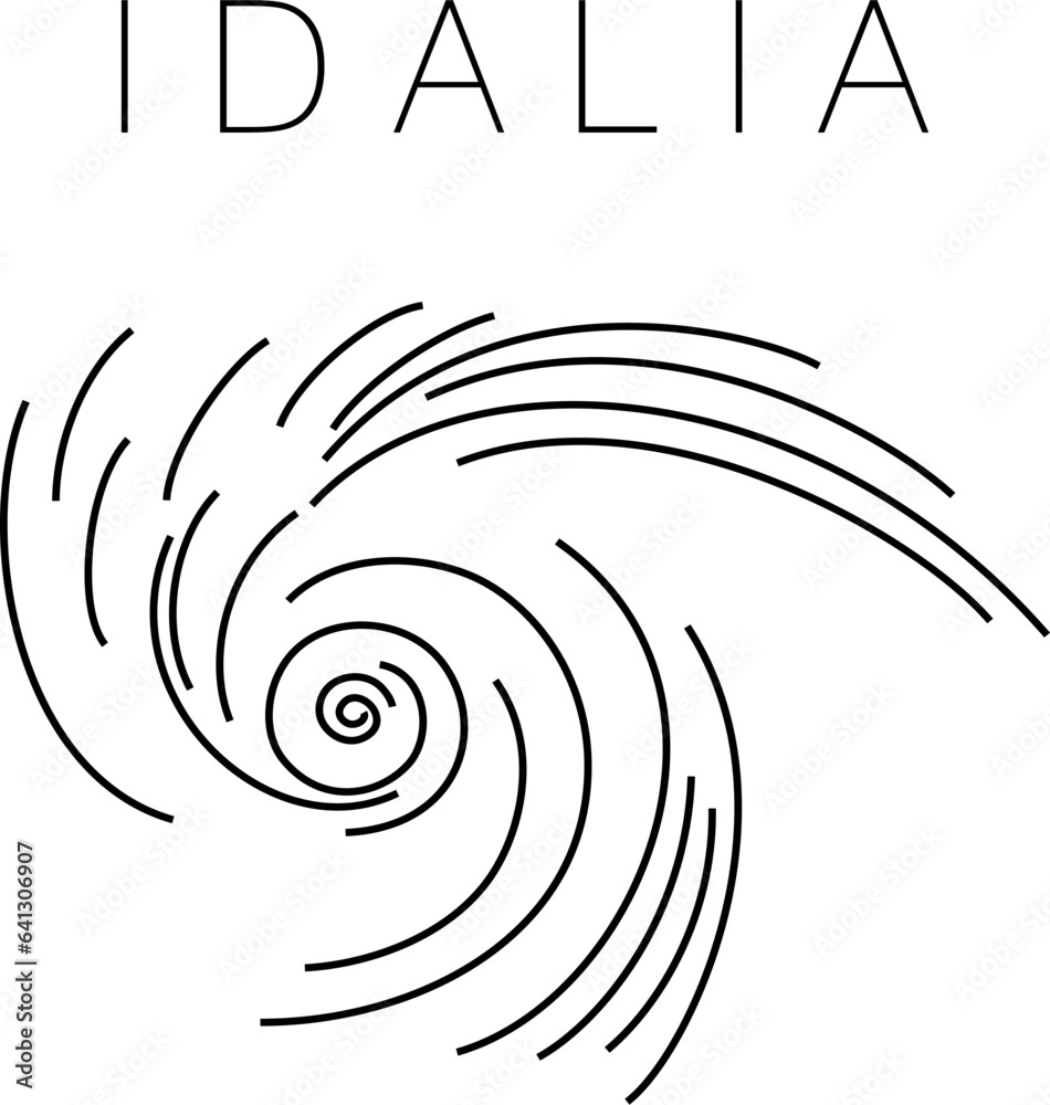 An abstract simple line art vector illustration of Category 4 Hurricane ...