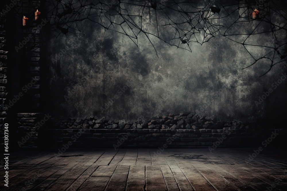 Scary background, old brick wall and floor, concept of horror and ...