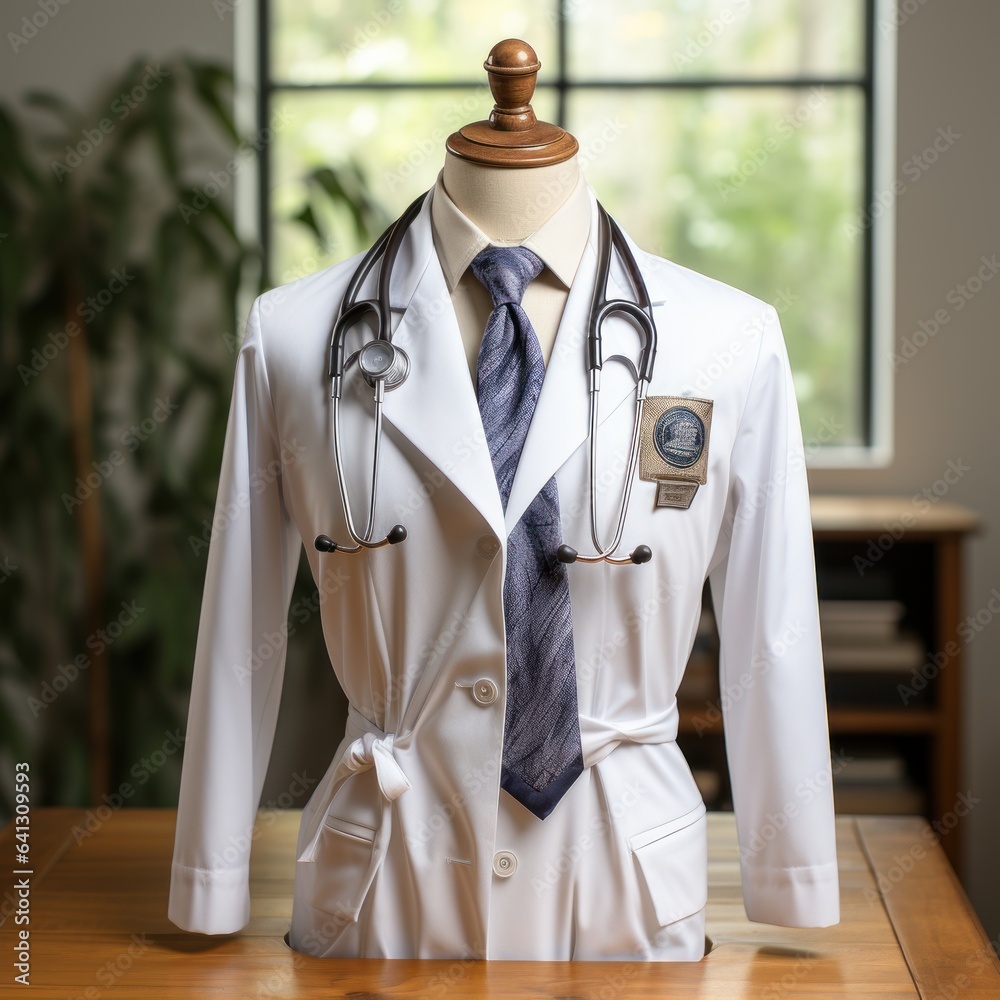 Plain background isolate, doctor uniform, medical and healthcare suit ...