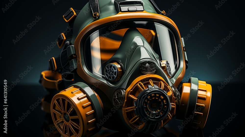 Gas mask with respirator and hazardous filter. Generative AI. Stock ...
