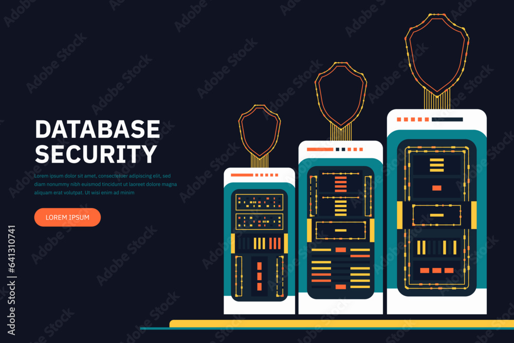 Database security, phishing, hacker attack, data server web concept. Cyber security. Personal ...