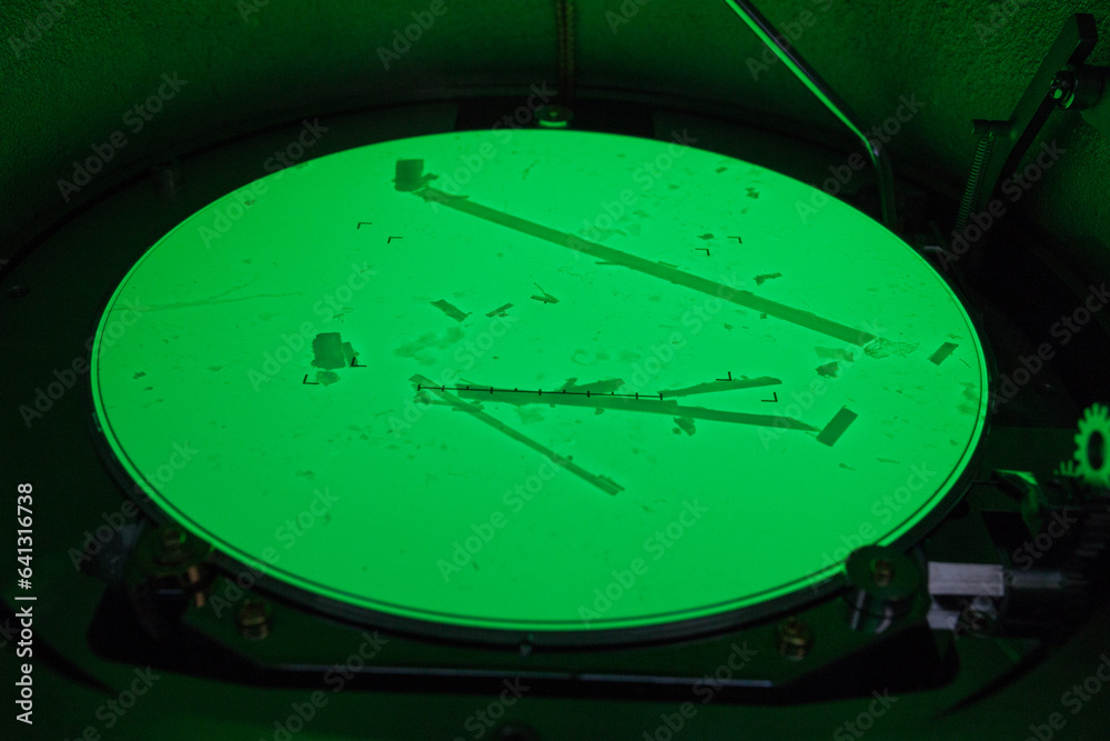 Amosite fibers (asbestos variety) seen on the fluorescent screen of a ...