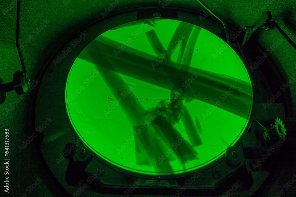 Actinolite fibers (asbestos variety) seen on the fluorescent screen of ...