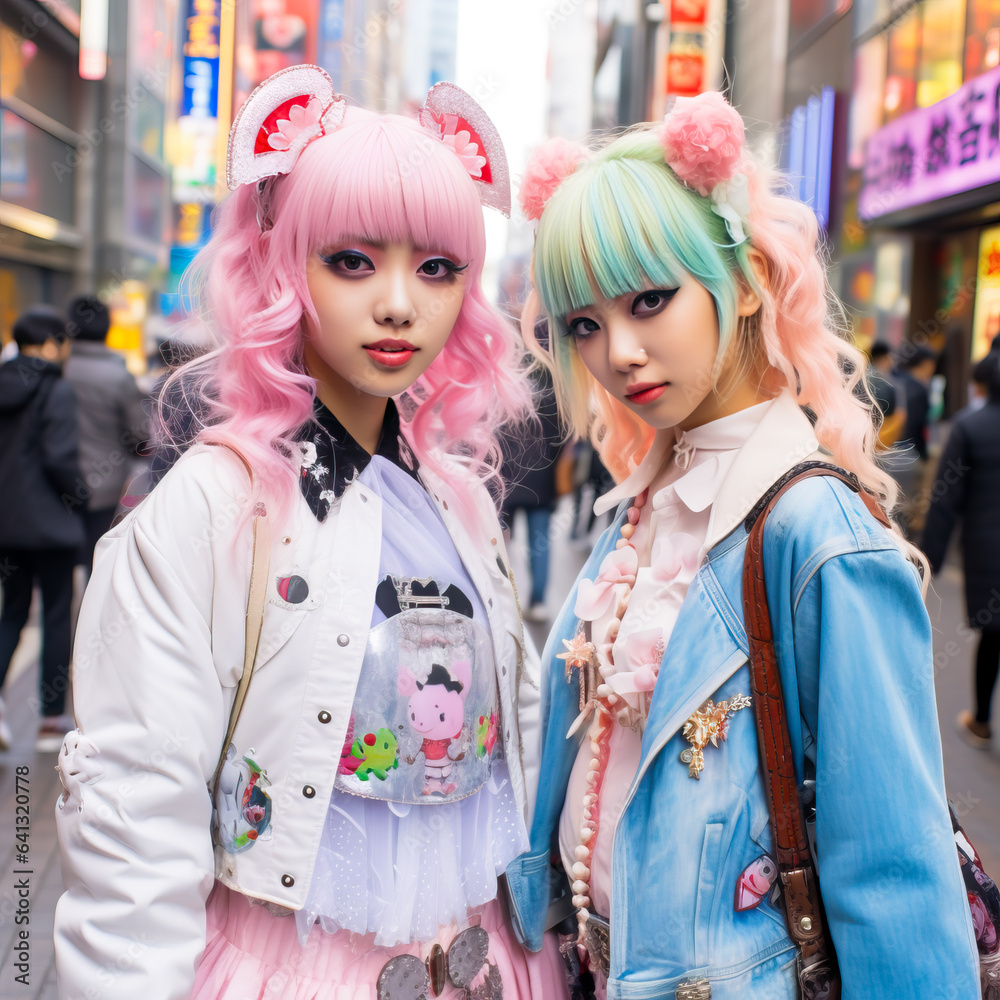 Girls dressed as anime characters or Harajuku, pose at a cosplay ...