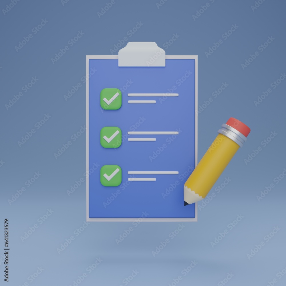 3d clipboard task management to-do check list, work project plan ...