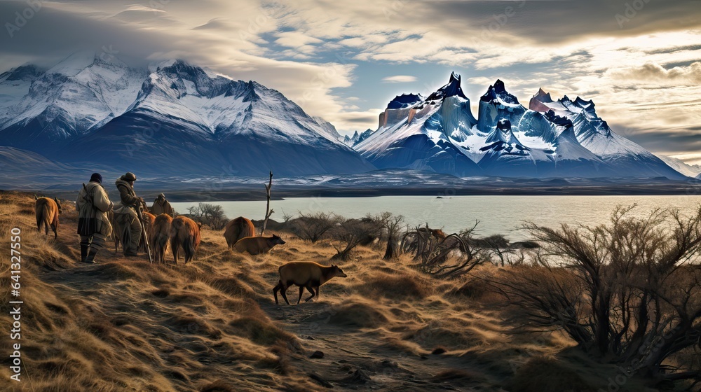 ancestral Onas and Selk'nam tribes inhabiting the Patagonia region ...