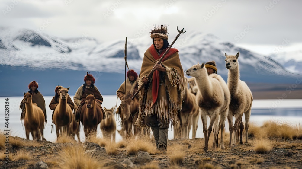 ancestral Onas and Selk'nam tribes inhabiting the Patagonia region ...