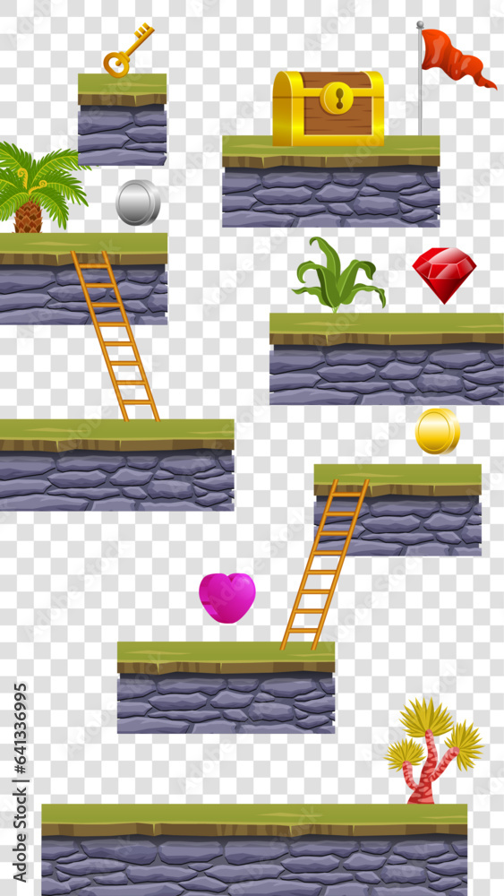 2d Vector Game Floating Platform Isolated With Transparant Background For Mobile Game Stock