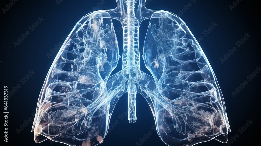 Transparent x ray shows anatomy of human lung. Generative AI. Stock ...