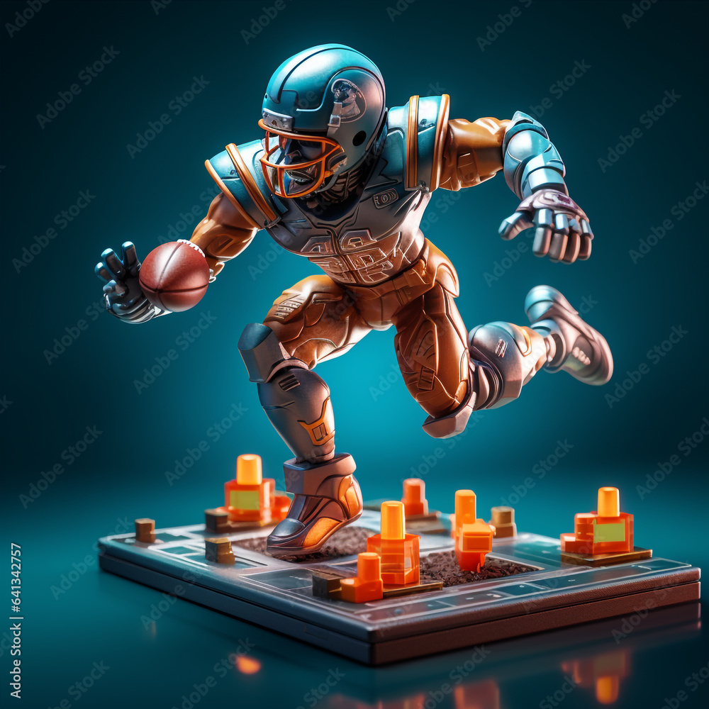 3D electric football game action figure on a standard base. sport ...