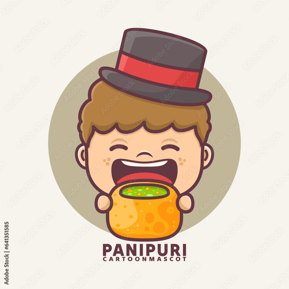 cartoon mascot with pani puri indian food. vector illustrations with ...