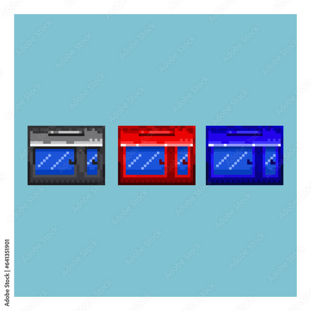 Pixel art sets of oven with variation colour items asset. Black,red,and ...