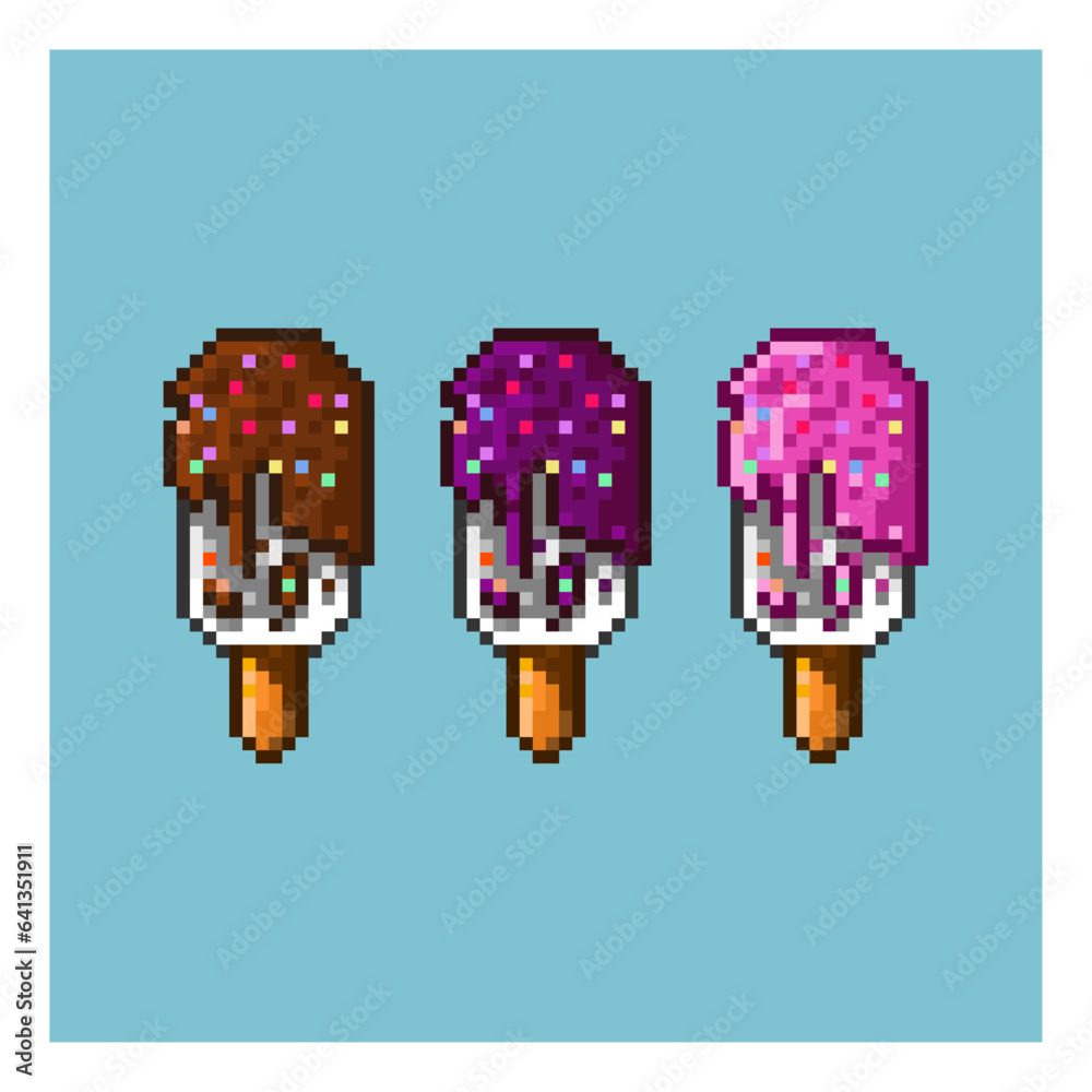 Pixel art sets of ice cream with variation taste items asset. Jicama ...