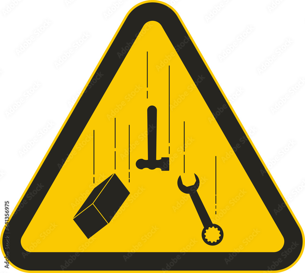 Isolated illustration of black triangle safety sign hammer, wrench ...