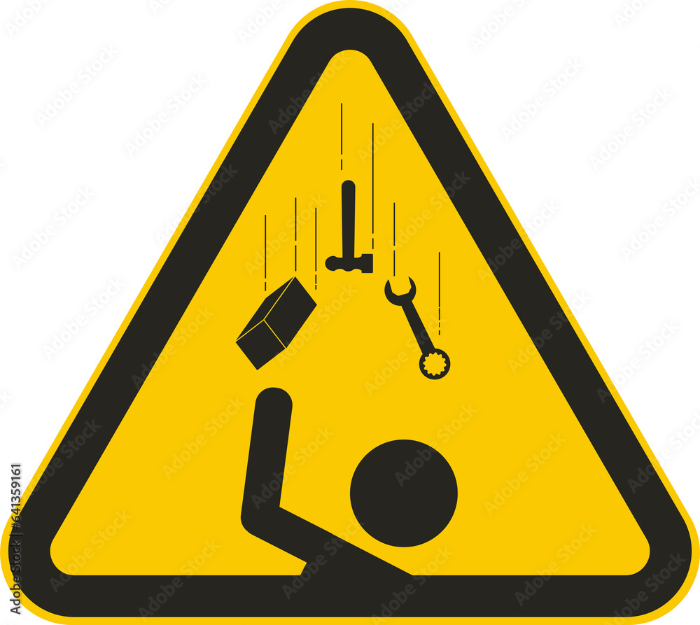 Isolated illustration of black triangle safety sign hammer, wrench ...