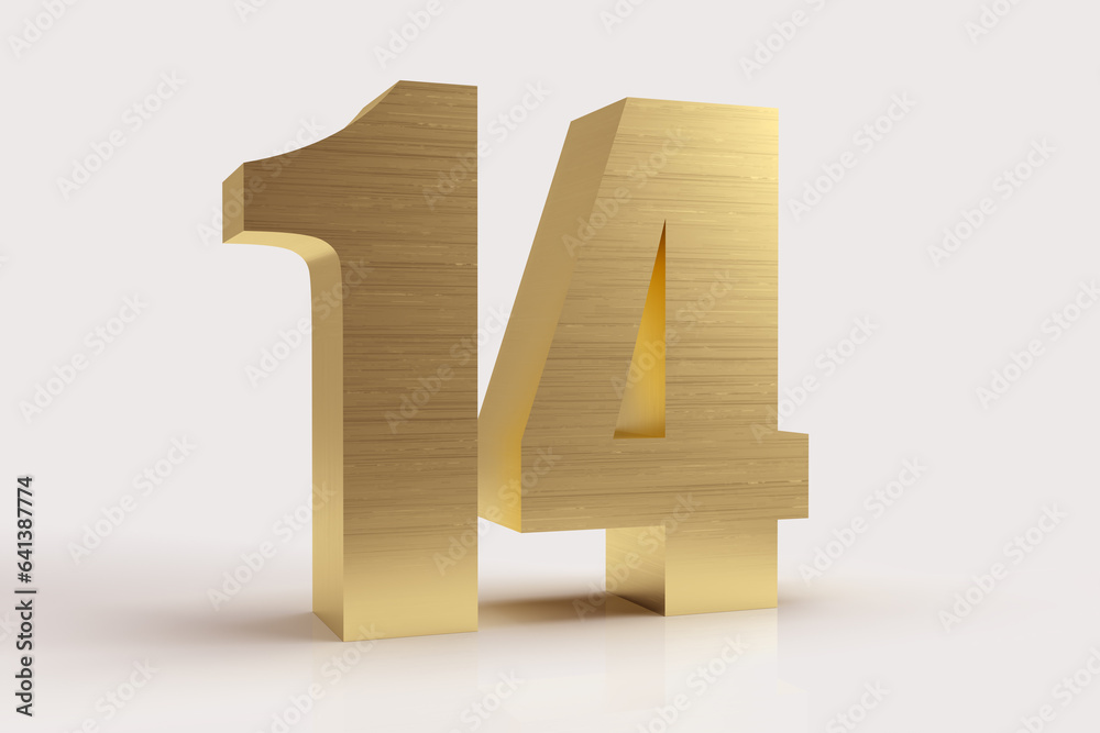 Gold metal of number 14. Luxury digit 3d golden and metallic with ...