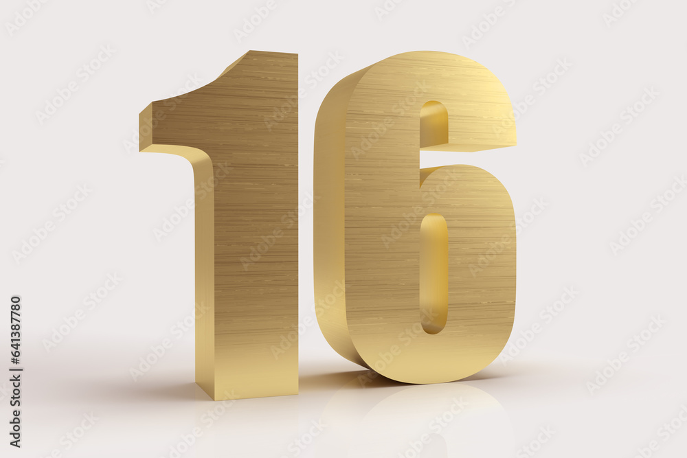 Gold metal of number 16. Luxury digit 3d golden and metallic with ...