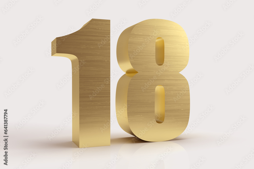 Gold metal of number 18. Luxury digit 3d golden and metallic with ...