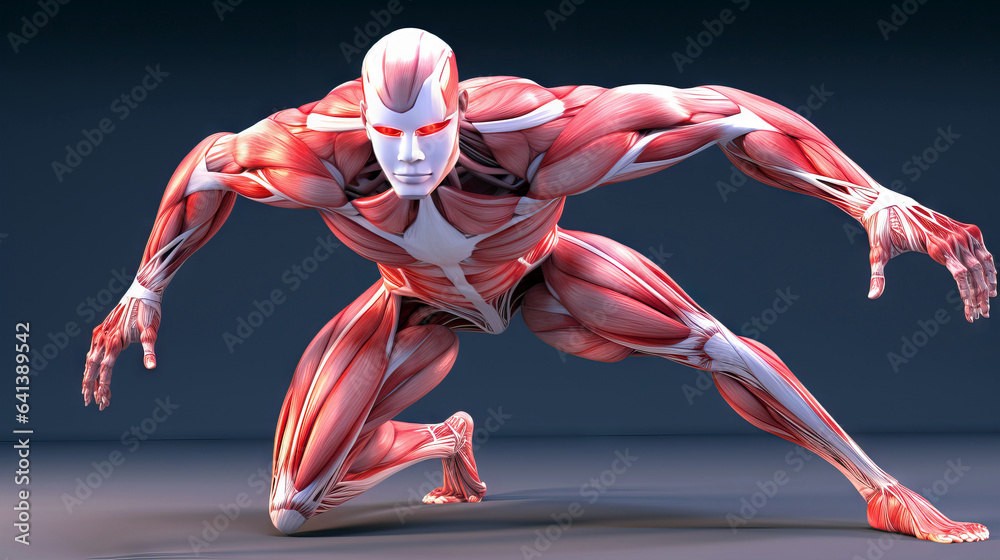 Cyborg Athlete Bodybuilder with Muscular Anatomy - Fusion of Strength ...