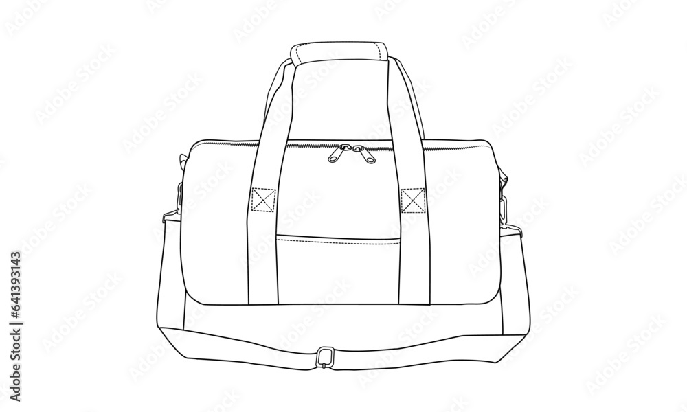 Duffle Bag, Vector Illustration, Bag Outline Template, Fashion Flats ...