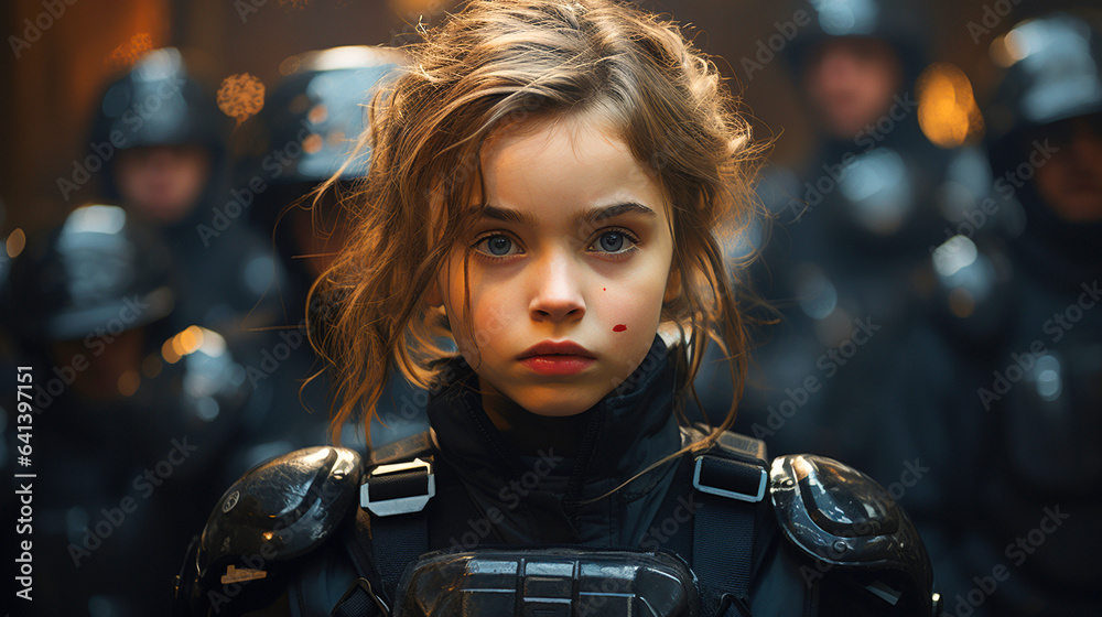 Little Guardian: Young Girl Kid Police Officer Protecting with Pride ...