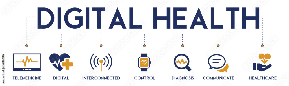 Digital health banner website icons vector illustration concept of ...