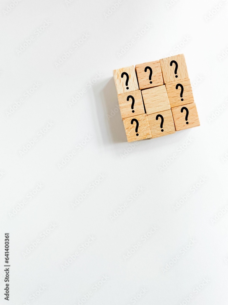 Empty wooden cube at the center surrounded with wooden cube block shape ...