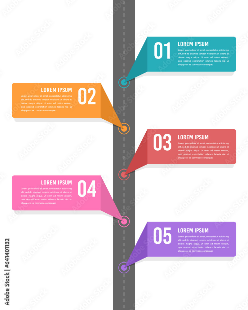 Infographic Road Map 5 Steps to Success. Vector illustration. Stock ...