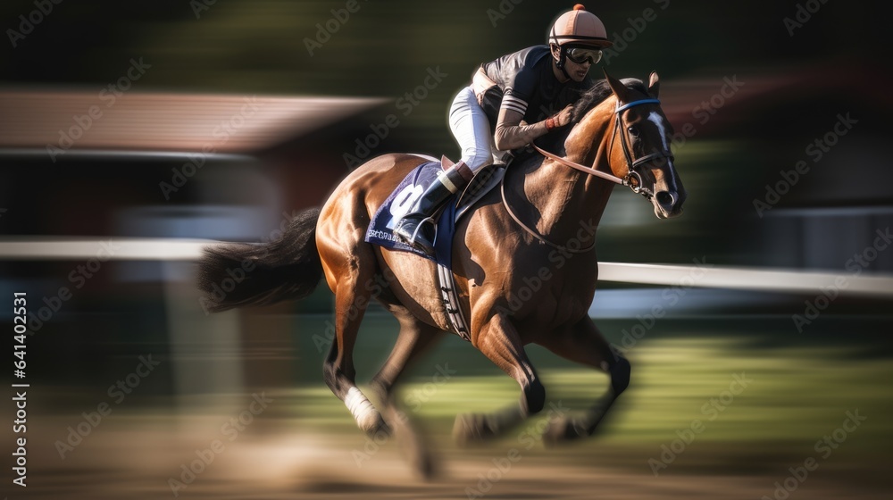 Jockey champion on racing horse. Stock Photo | Adobe Stock