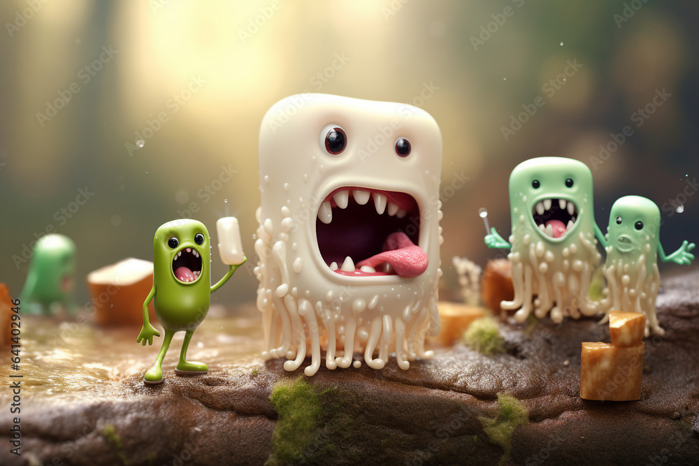 Generative AI colorful picture of bacteria characters cartoon playful ...