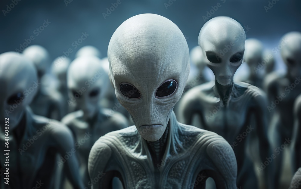 group of aliens close-up, alien creature. space dwellers. space aliens ...