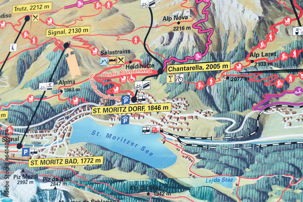 Switzerland, St.Moritz - June 6, 2023: St Moritz Part of the physical ...